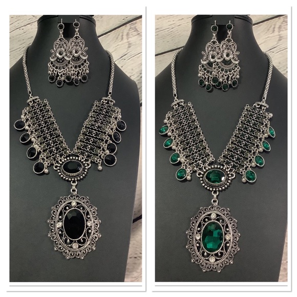 Private Label | Jewelry | Antique Silver Statement Jewelry Set | Poshmark